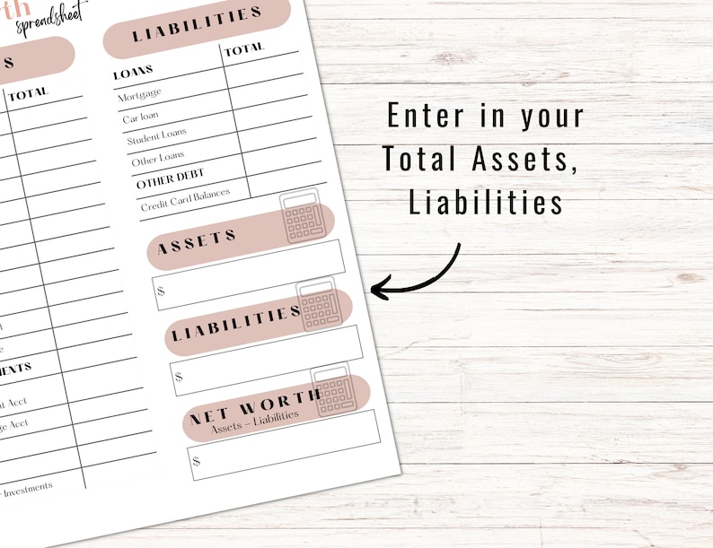 Net Worth Tracker Printable Net Worth Annual Worksheet - Etsy