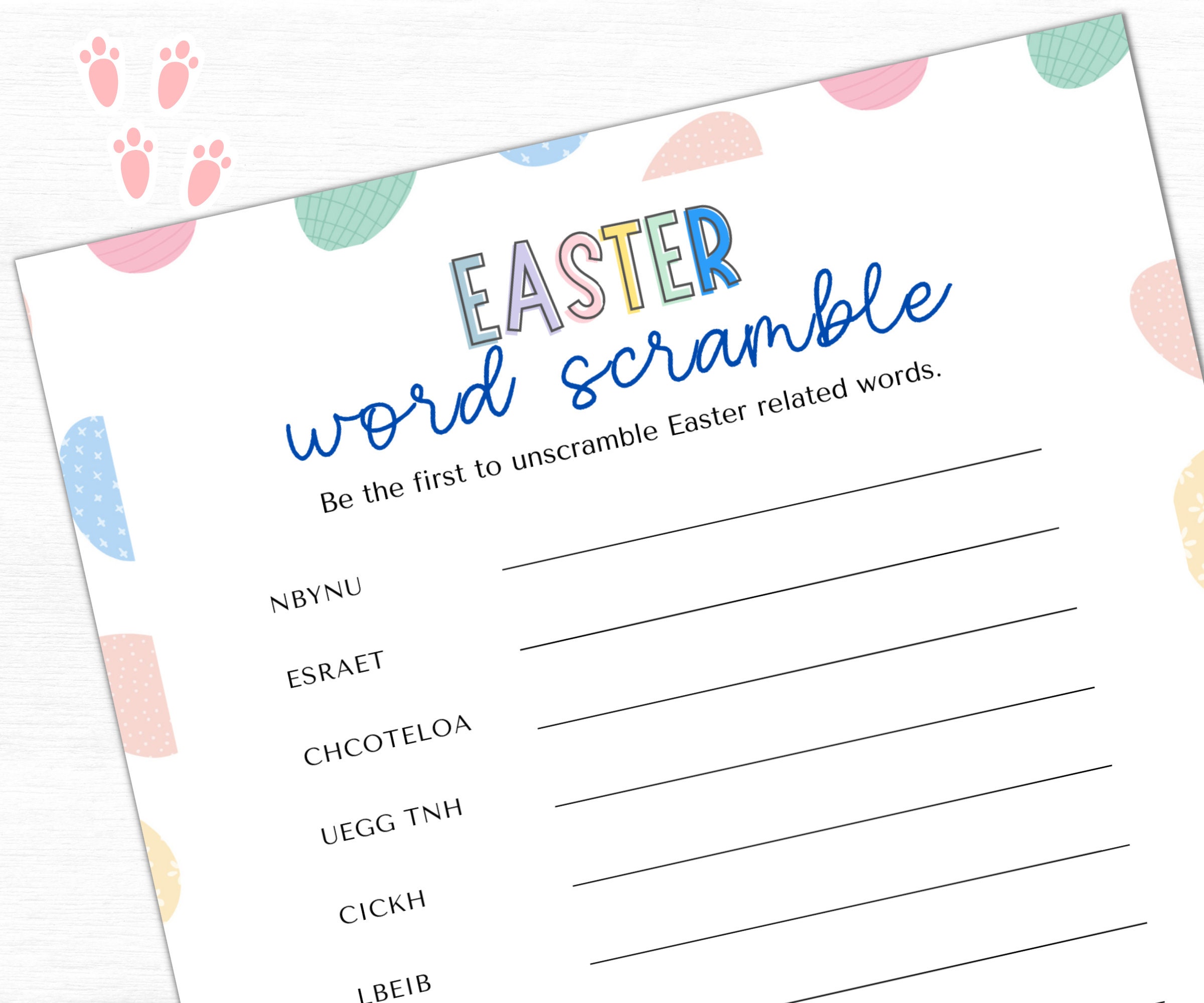 Printable Easter Word Scramble Game Family Game Night Easter Activities ...