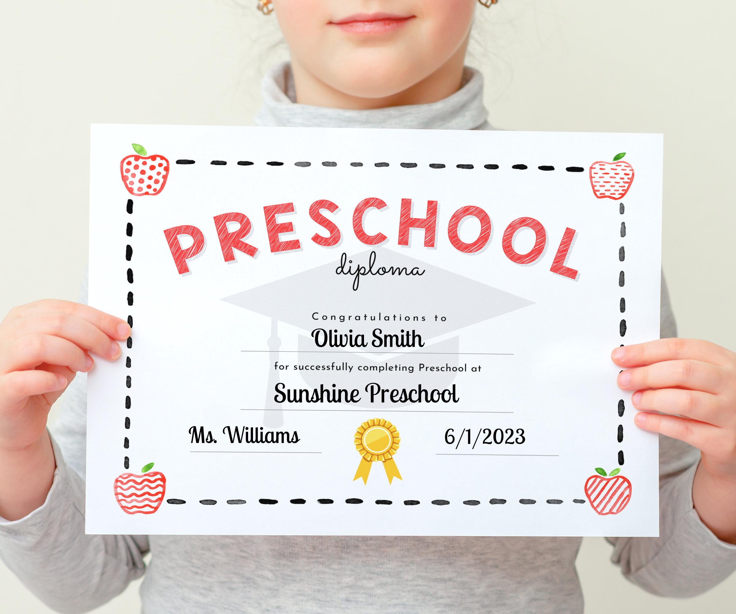 Printable Preschool Graduation Diploma | Preschool Certificate Editable ...