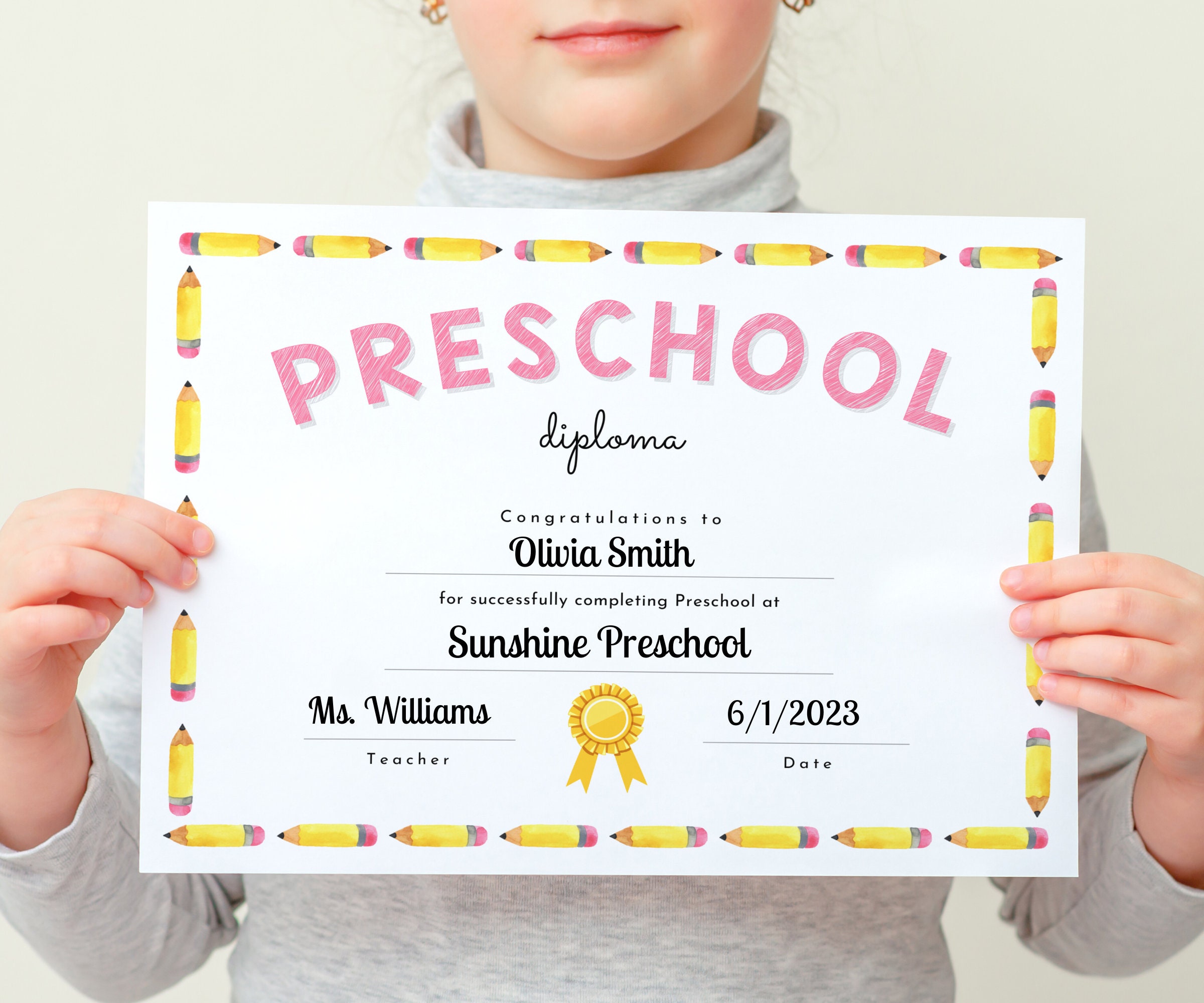 Printable Preschool Graduation Diploma Preschool Certificate Editable ...