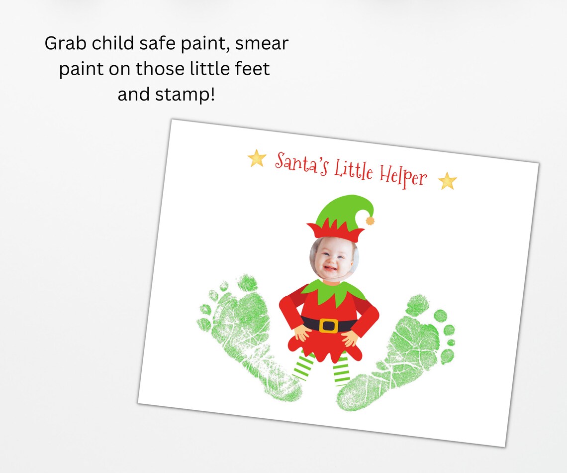 Elf Footprint Art | Baby's First Christmas Handprint Footprint Activity ...