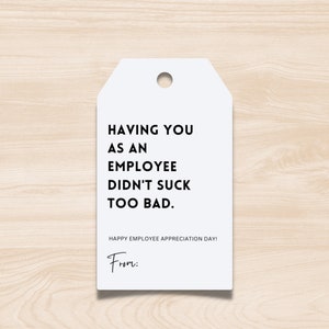 Funny Employee Appreciation Gift Tags | Staff Appreciation Week ...