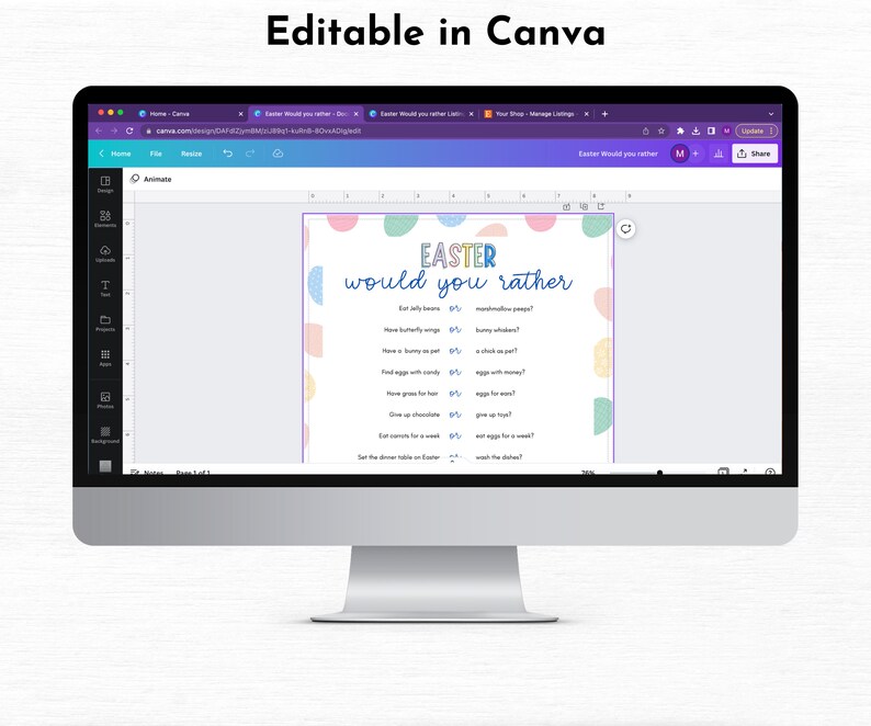 Printable Easter Would You Rather Party Game Family Game Night Easter ...