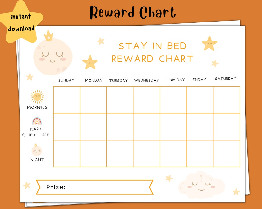 Stay in Bed Reward Chart Night Time Reward Chart Toddler - Etsy