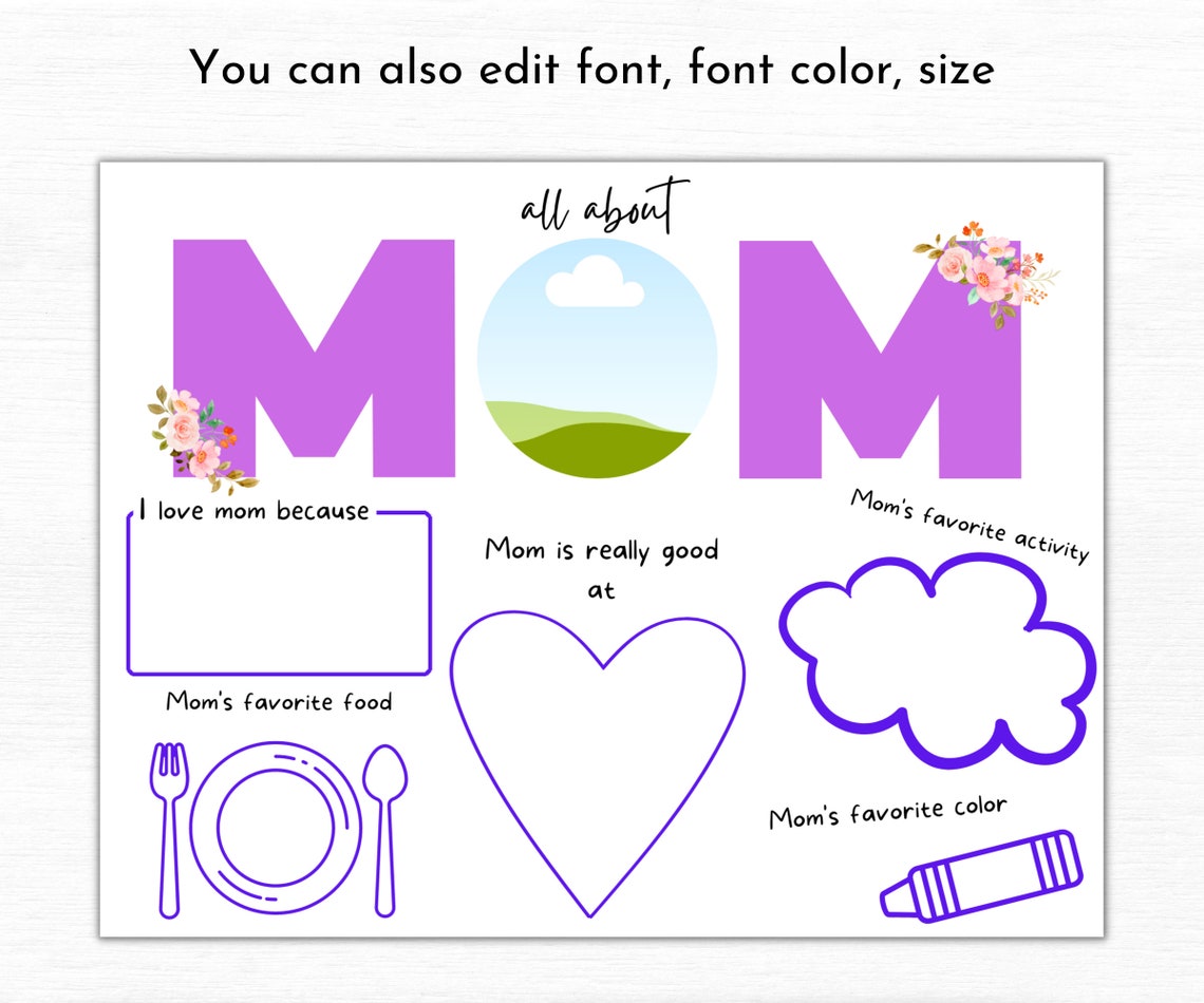 All About Mom Mother's Day Keepsake Printable All About - Etsy