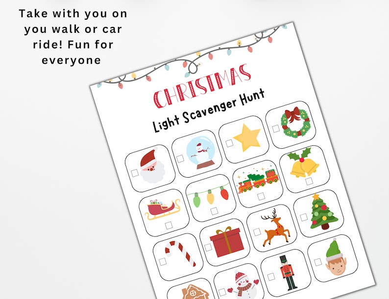 Christmas Scavenger Hunt for Kids Christmas Light Car Ride Game ...