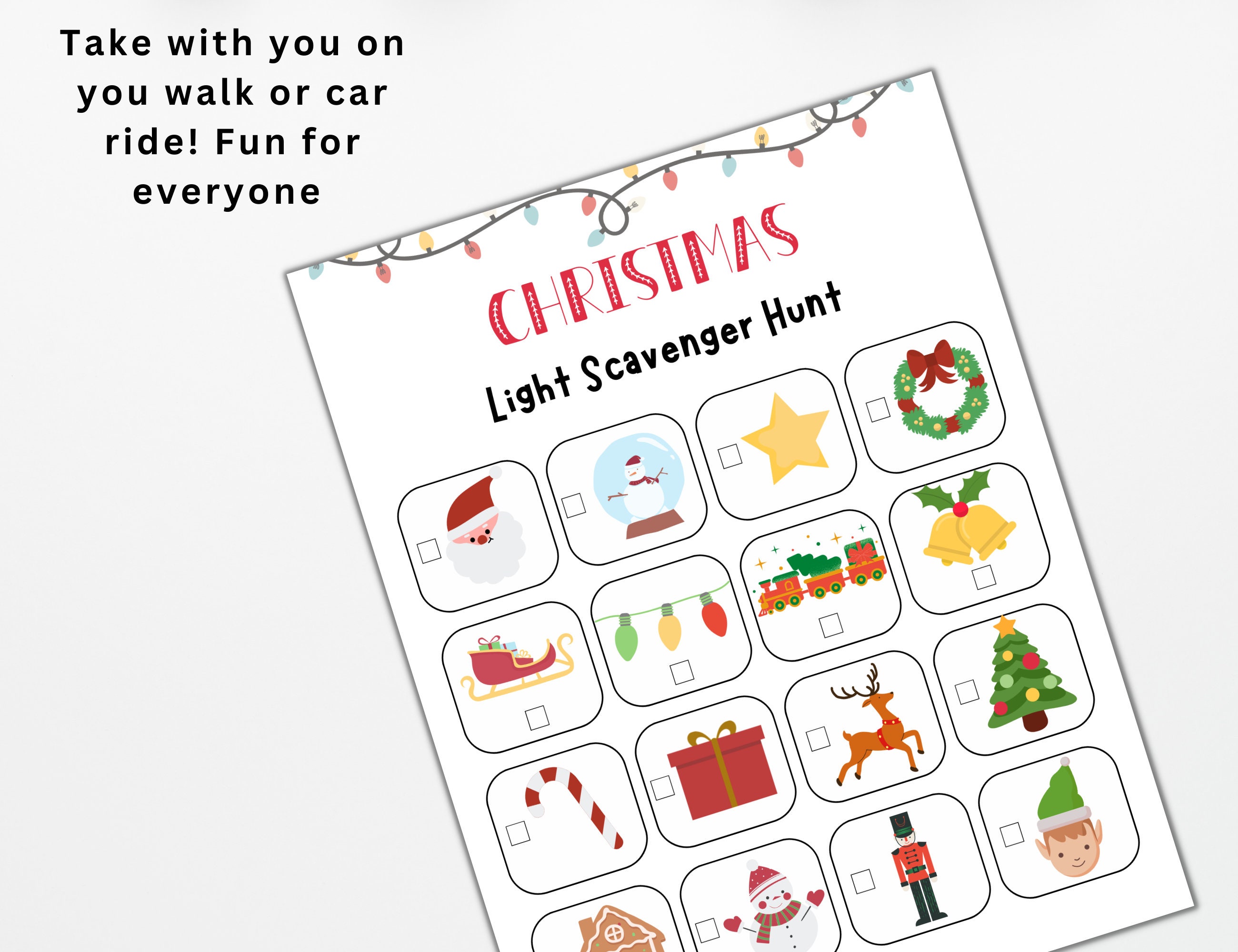 Christmas Scavenger Hunt for Kids Christmas Light Car Ride Game ...