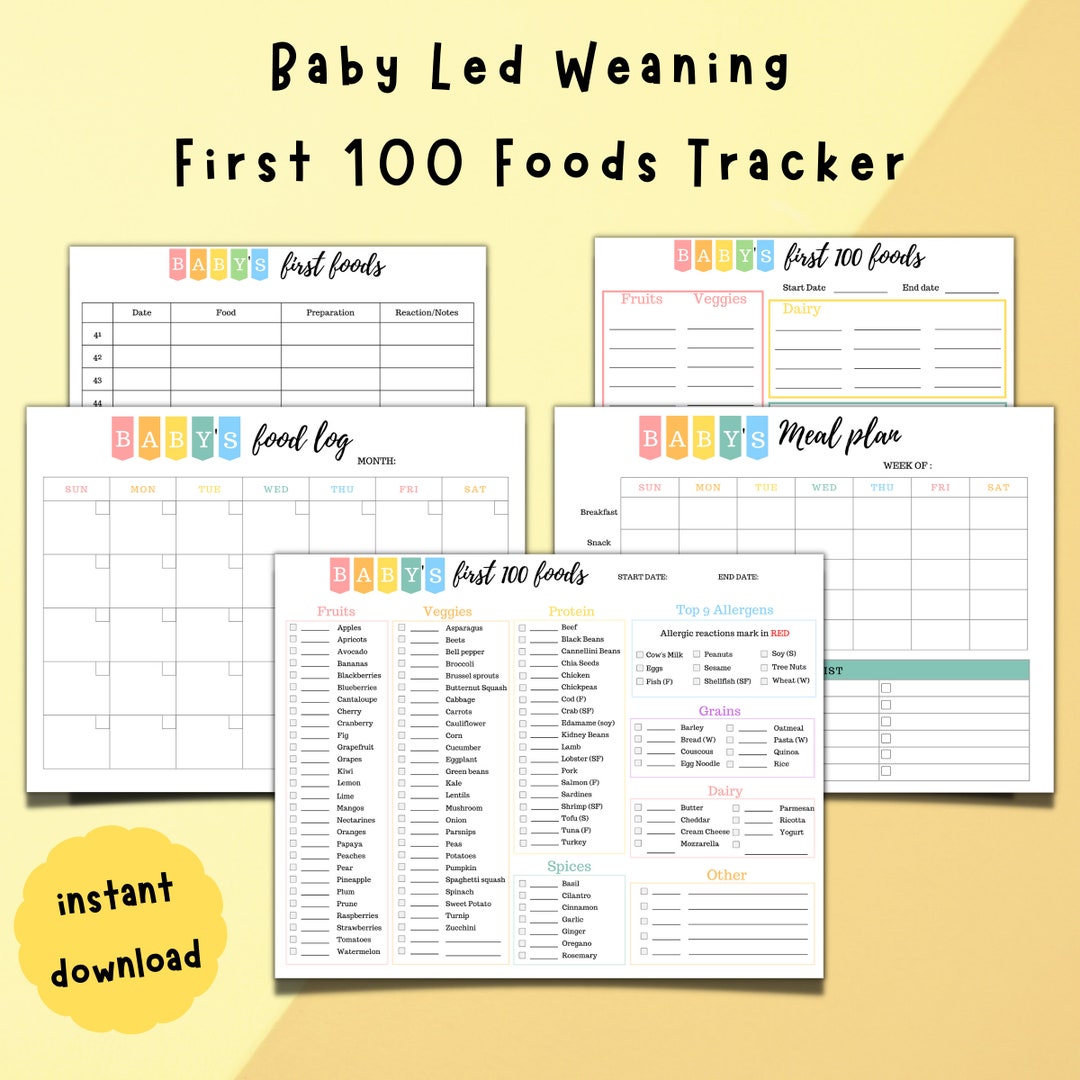 Baby's First 100 Foods Tracker | Baby Led Weaning Meal Planning | First ...