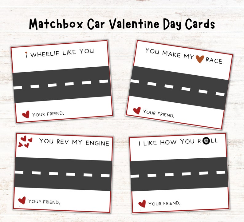 Printable Car Classroom Valentines Boy Valentines Race Car Valentine ...