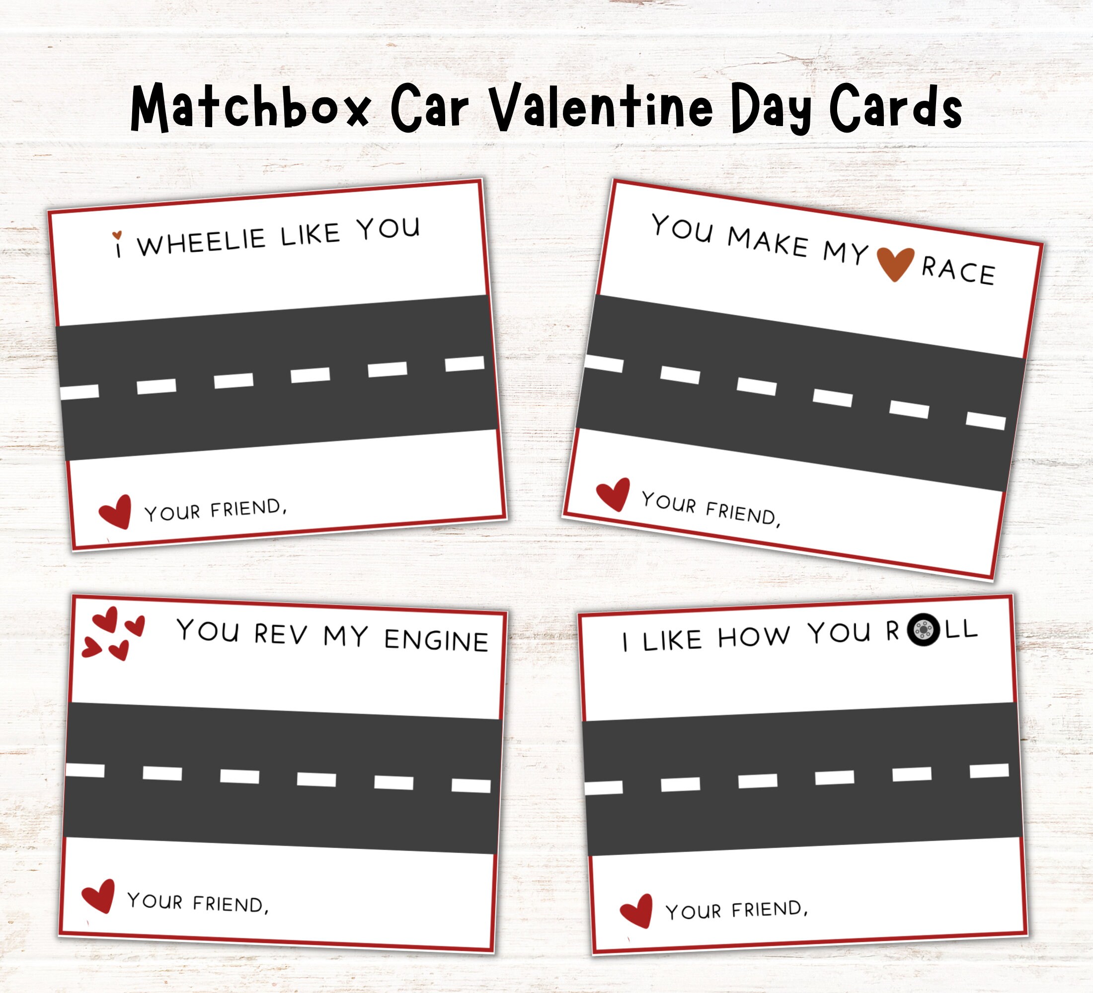 Printable Car Classroom Valentines | Boy Valentines | Race Car ...