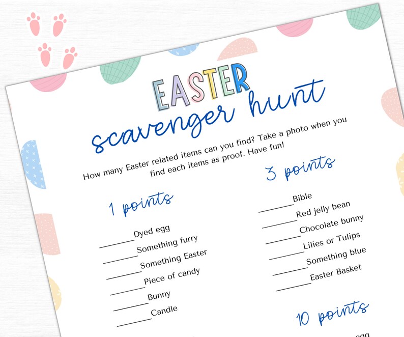 Printable Easter Scavenger Hunt Point Game Family Game Night Easter ...