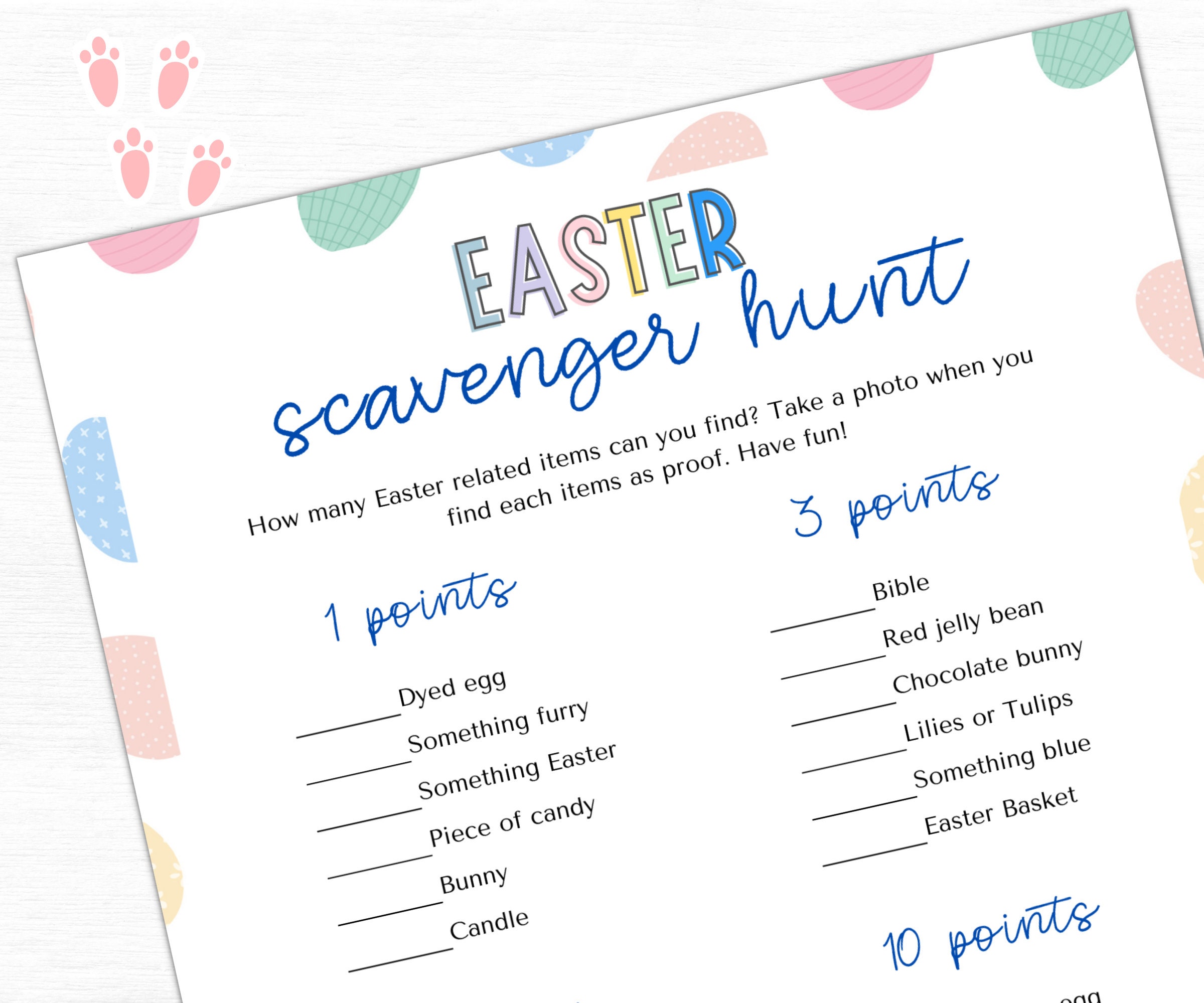 Printable Easter Scavenger Hunt Point Game Family Game Night Easter ...
