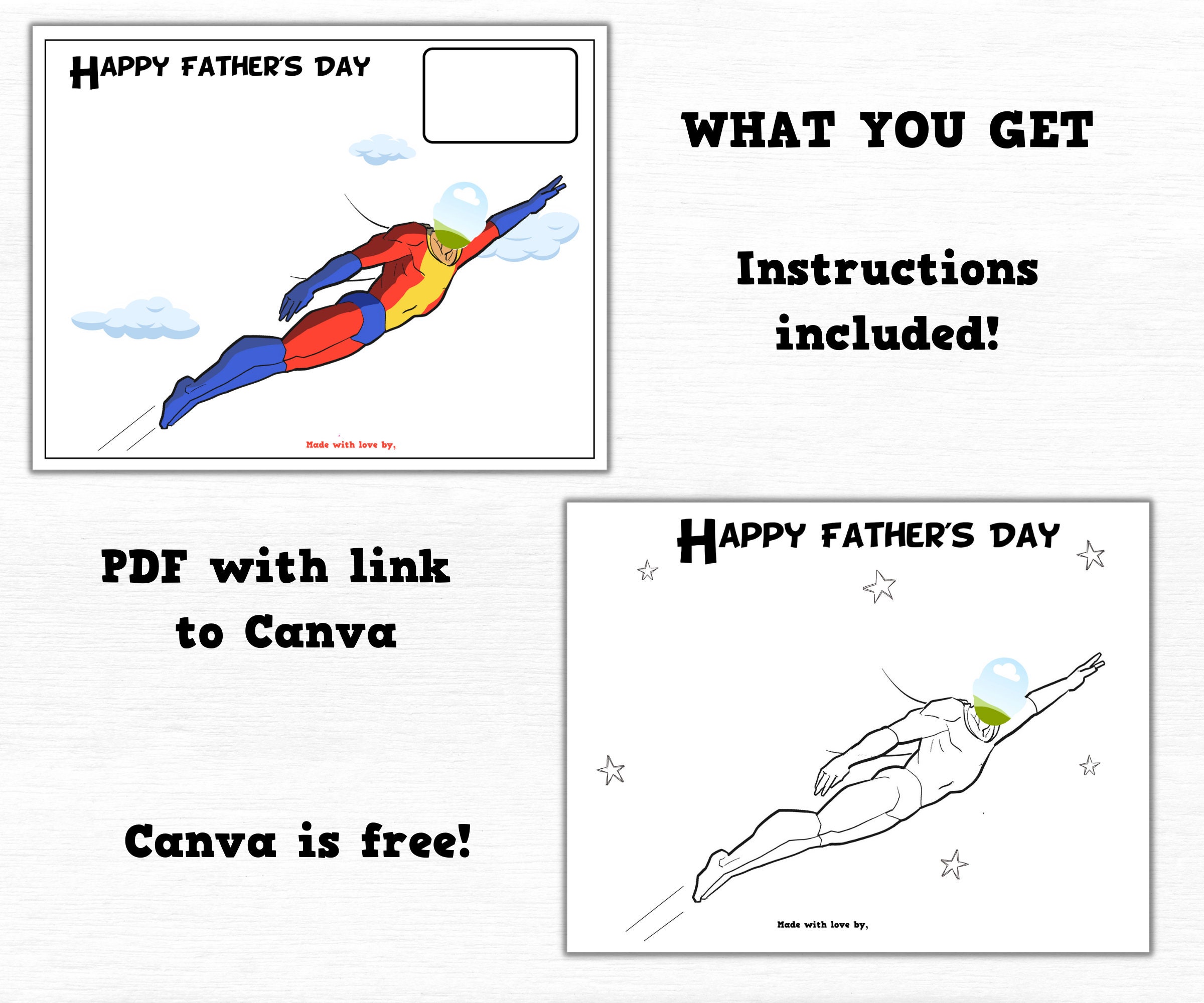 Father's Day Superhero Handprint Craft Editable Handprint Art First ...