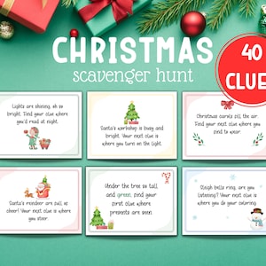 Christmas Scavenger Hunt for Kids | Printable Treasure Hunt | Treasure ...