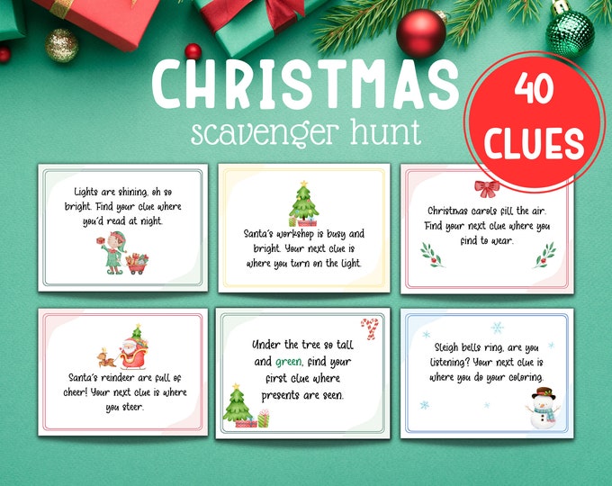 Christmas Scavenger Hunt Printable, Christmas Countdown, Treasure Hunt ...