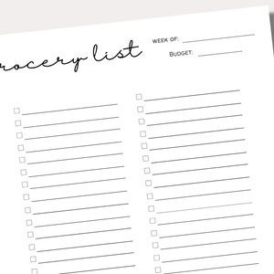 Minimalist Weekly Meal Planner Printable | Shopping Grocery List | Meal ...
