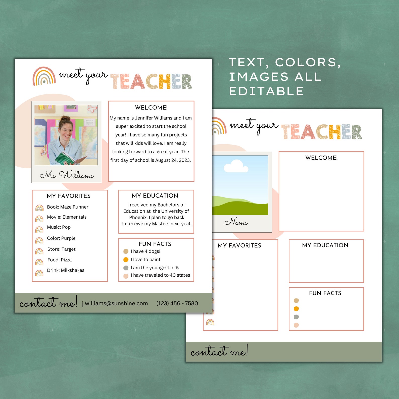 Meet the Teacher Editable Template | Back to School Template | Editable ...