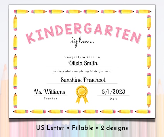 Kindergarten Graduation Certificate Template Free Printable