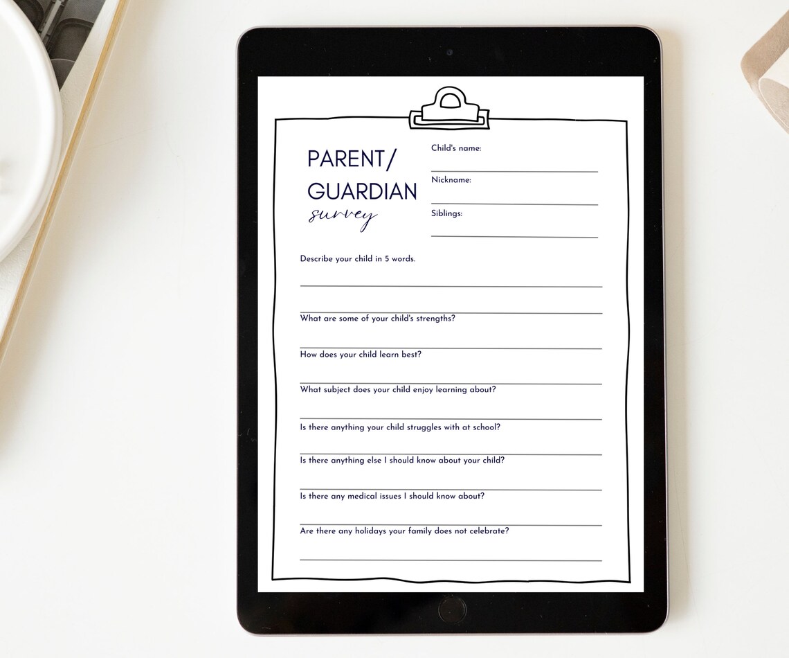 Back to School Parent Survey Getting to Know Your Child Questionnaire ...