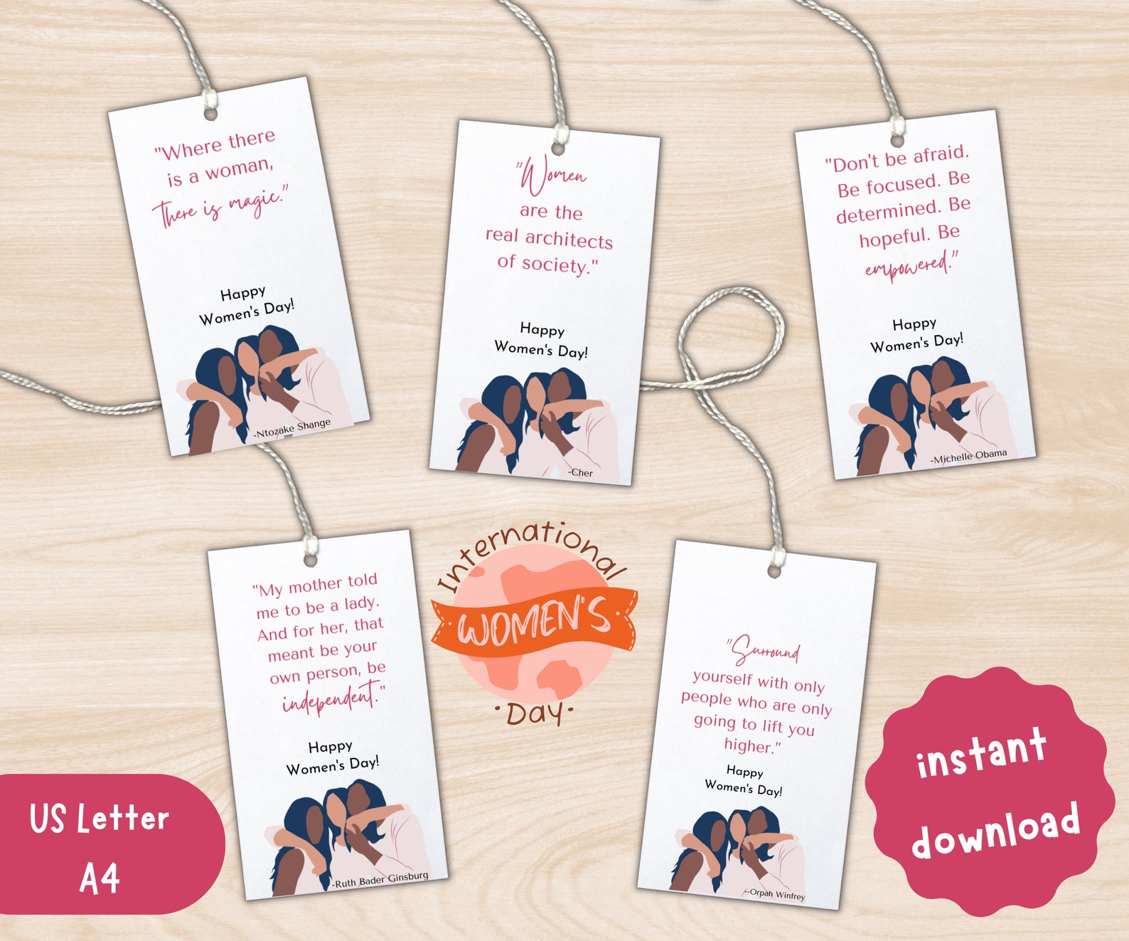 International Women's Day Gift Tags | Happy Womens Day Printable Cards ...