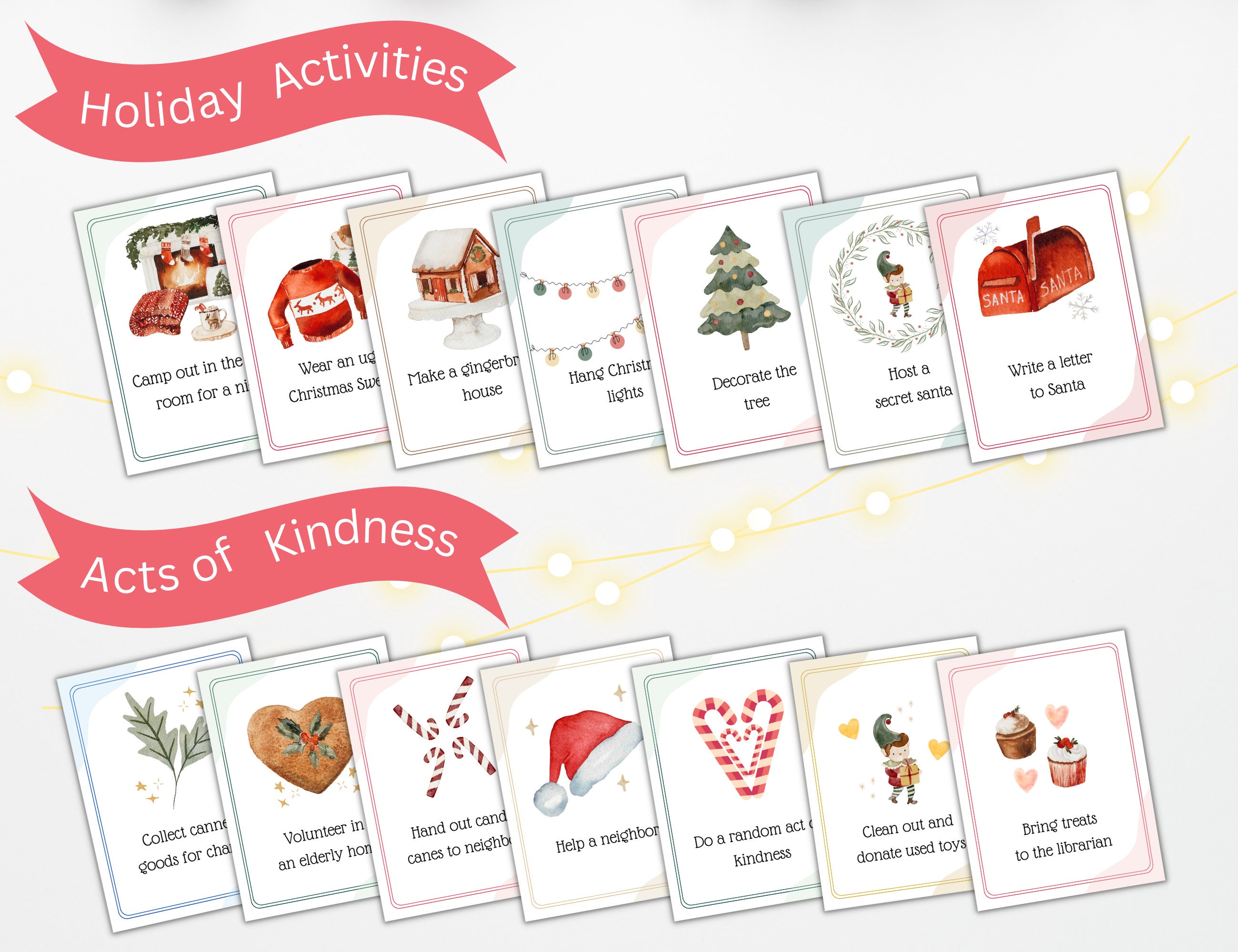Kids Advent Activity Cards Advent Calendar Activity Cards Printable ...
