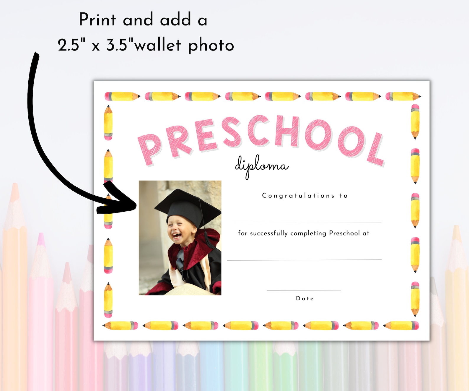 Printable Preschool Graduation Diploma Preschool Certificate Editable ...