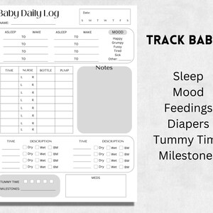 Printable Baby's Daily Log | Newborn Tracker | Breastfeeding Tracker ...