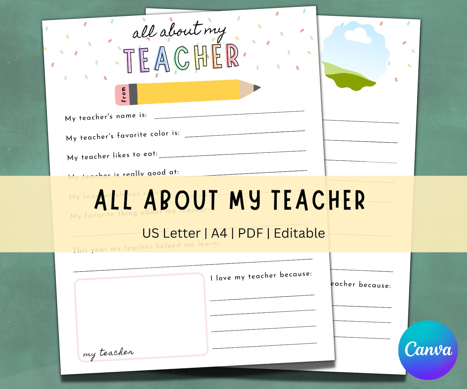 Teacher Appreciation Week All About My Teacher Questionnaire - Etsy