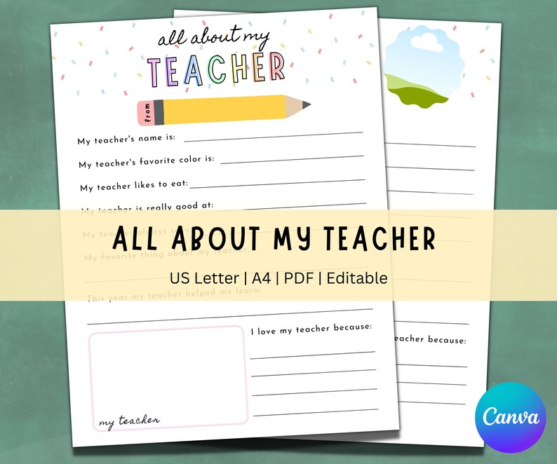 Teacher Appreciation Week All About My Teacher Questionnaire - Etsy
