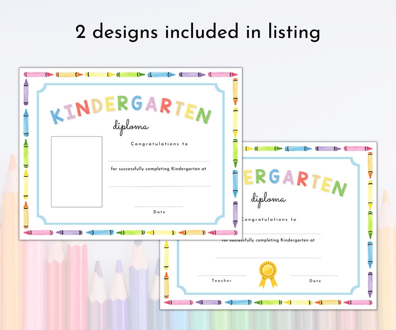 Printable Kindergarten Graduation Diploma Kinder Certificate - Etsy