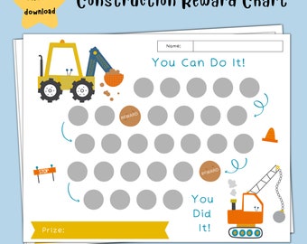 Construction Reward Chart for Kids | Behavior Chart | Toddler Reward ...