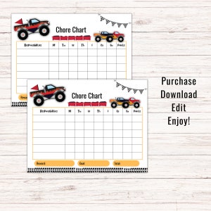 Chore Chart for Kids Editable Kid Chore Chart Responsibility Checklist ...