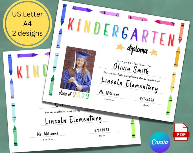 Editable Kindergarten Diploma Template, Kindergarten Completion ...