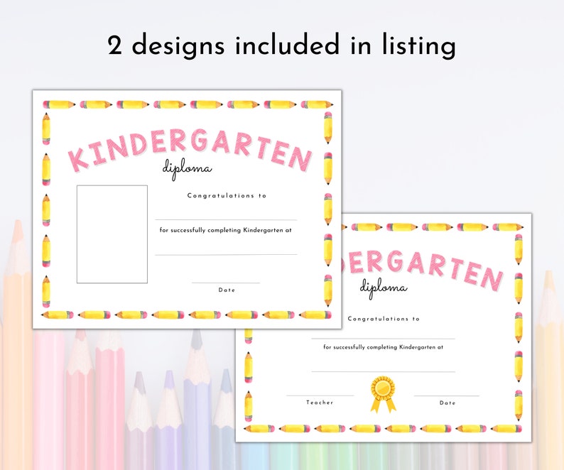 Printable Kindergarten Graduation Diploma Kinder Certificate - Etsy