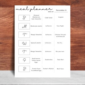 Minimalist Weekly Meal Planner Printable | Shopping Grocery List | Meal ...