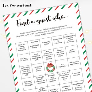 Find the Guest Bingo Christmas Game | Printable Christmas Party Game ...