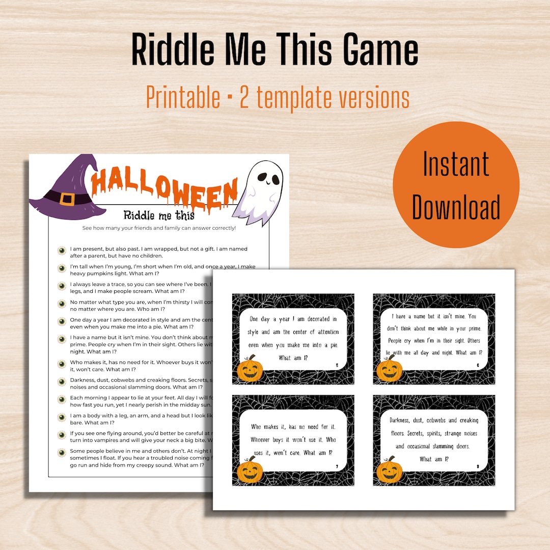 Halloween Riddle Me This Printable Game | Halloween Party Game ...