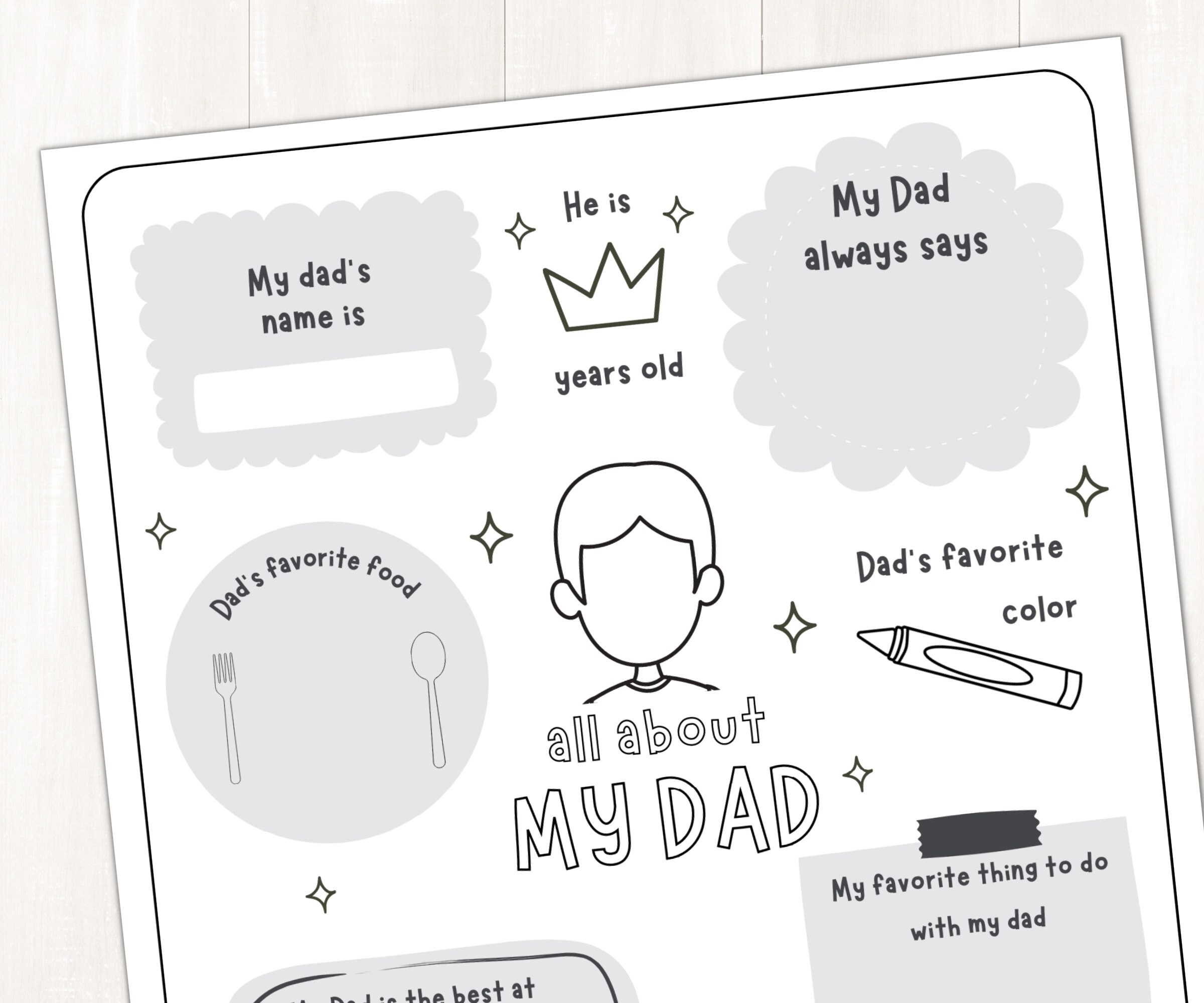 Father's Day All About My Dad Questionnaire | First Father's Day ...