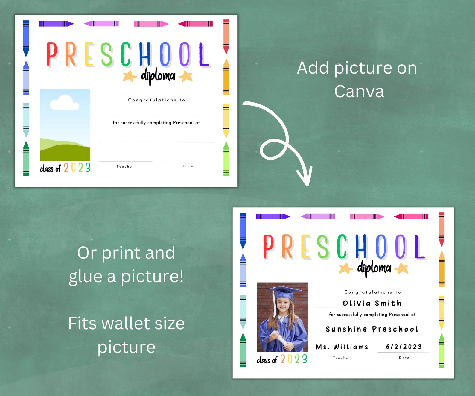 Printable Preschool Graduation Diploma Preschool Certificate Editable ...