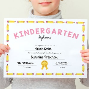 Printable Kindergarten Graduation Diploma | Kinder Certificate Editable ...