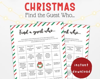 Christmas Find the Guest Game, Find Someone Who, Printable Christmas ...