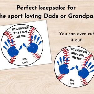 Father's Day Papa Handprint Craft | Printable Baseball Handprint Art ...