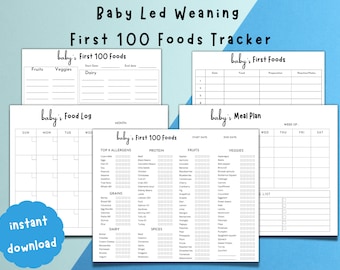 Baby Led Weaning First 100 Food Tracker Baby's First 100 Foods ...
