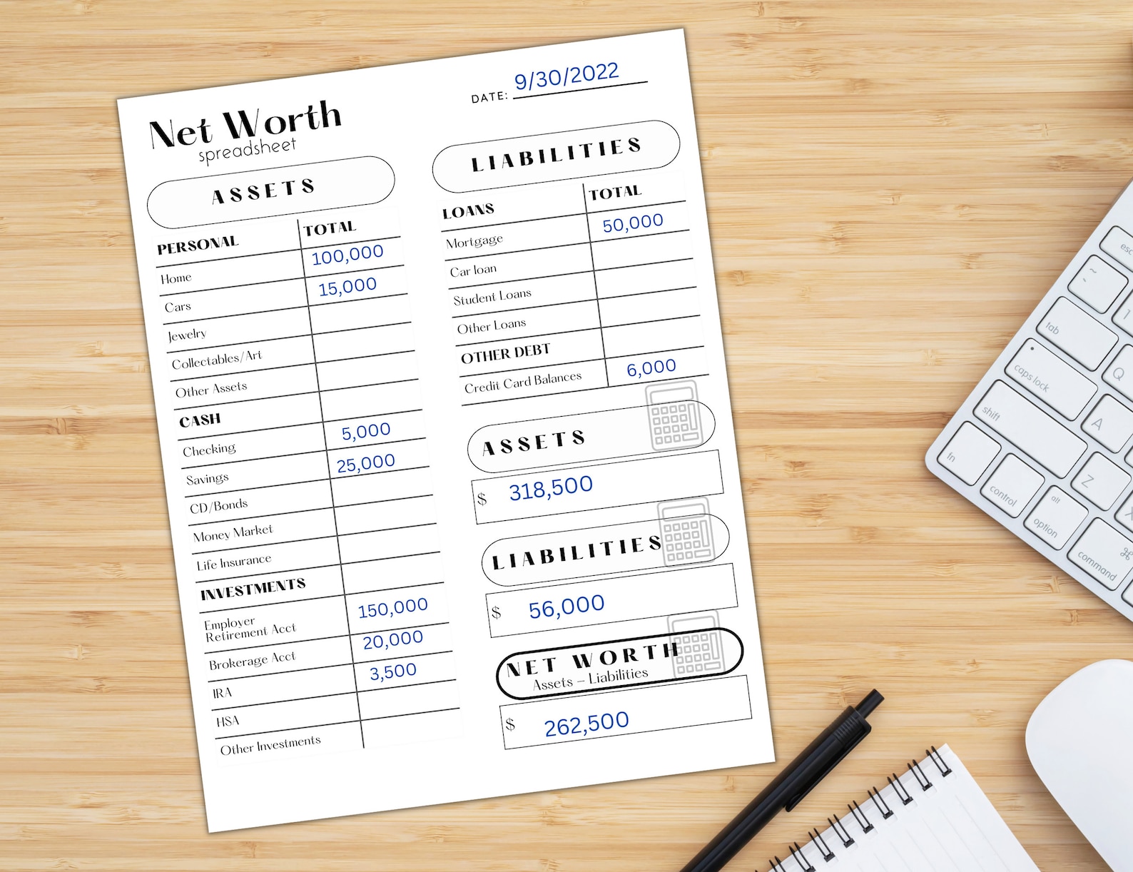 Net Worth Tracker Printable Net Worth Annual Worksheet Monthly Budget ...