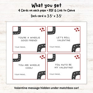 Printable Car Classroom Valentines Cards | Boy Valentines | Race Car ...