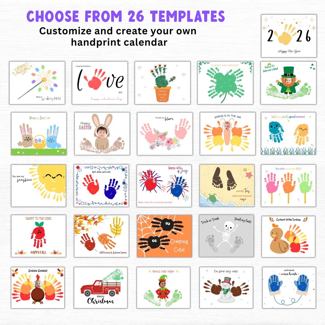 Handprint Calendar Memory Book | Custom Handprint Footprint Art ...