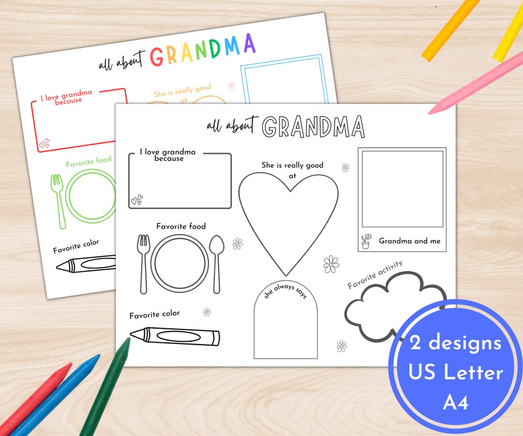 All About Grandma Mother's Day Keepsake | Printable All About Grandma ...