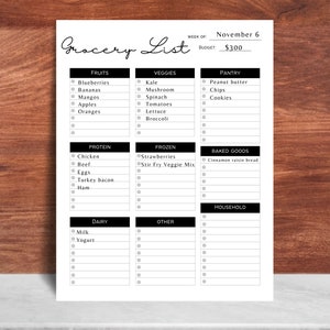 Minimalist Printable Weekly Meal Planner | Printable Grocery List ...