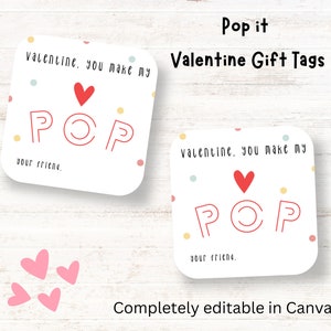 Pop It Valentine Gift Tags | Printable Classroom Valentines | Pop It ...