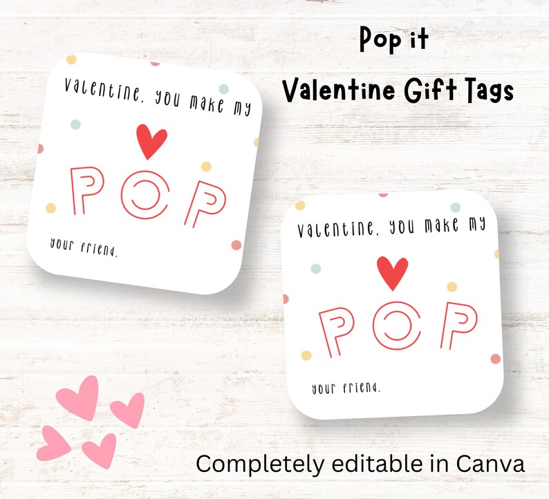Pop It Valentine Gift Tags Printable Classroom Valentines Pop It Fidget ...